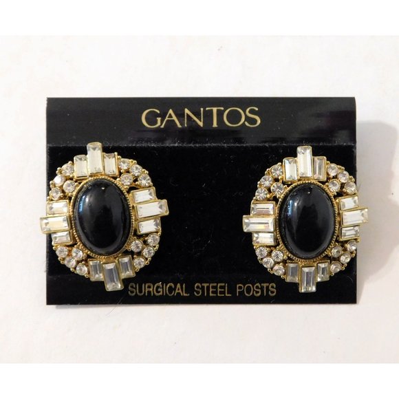 Gantos | Jewelry | Vintage 98s Gantos Pierced Earrings Black Oval ...